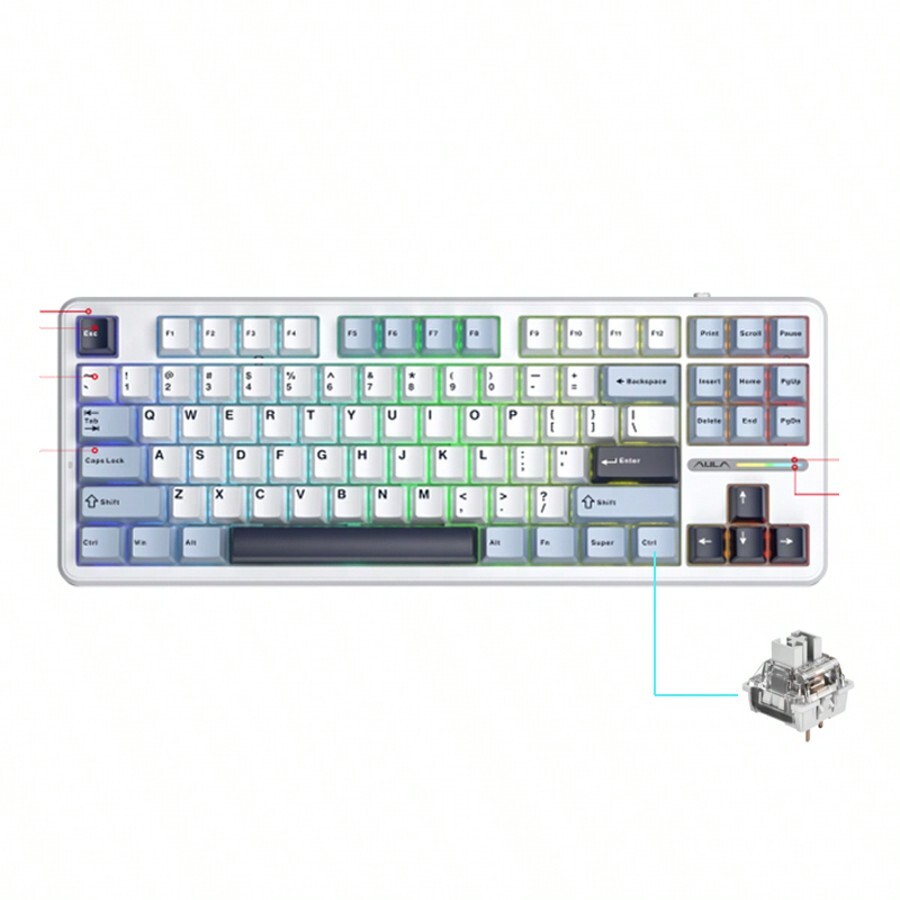 AULA AULA F87pro Gaming Keyboard DIY RGB Backlit 87 Key Wireless Keyboard Computer Computer ...