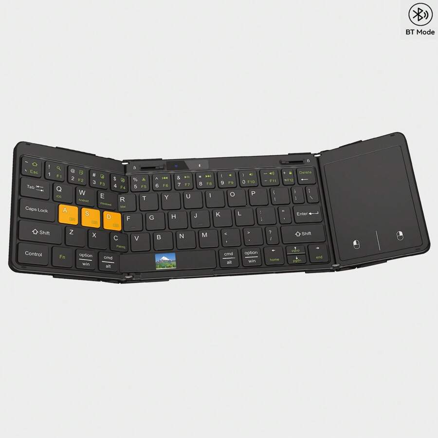 Clavier pliable sans fil avec pavé tactile et écran d'affichage ...