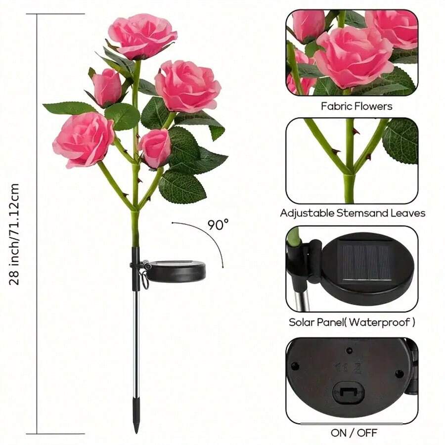 Solar Powered LED Rose Flower Stake Lights, Dreamlike Lighting ...