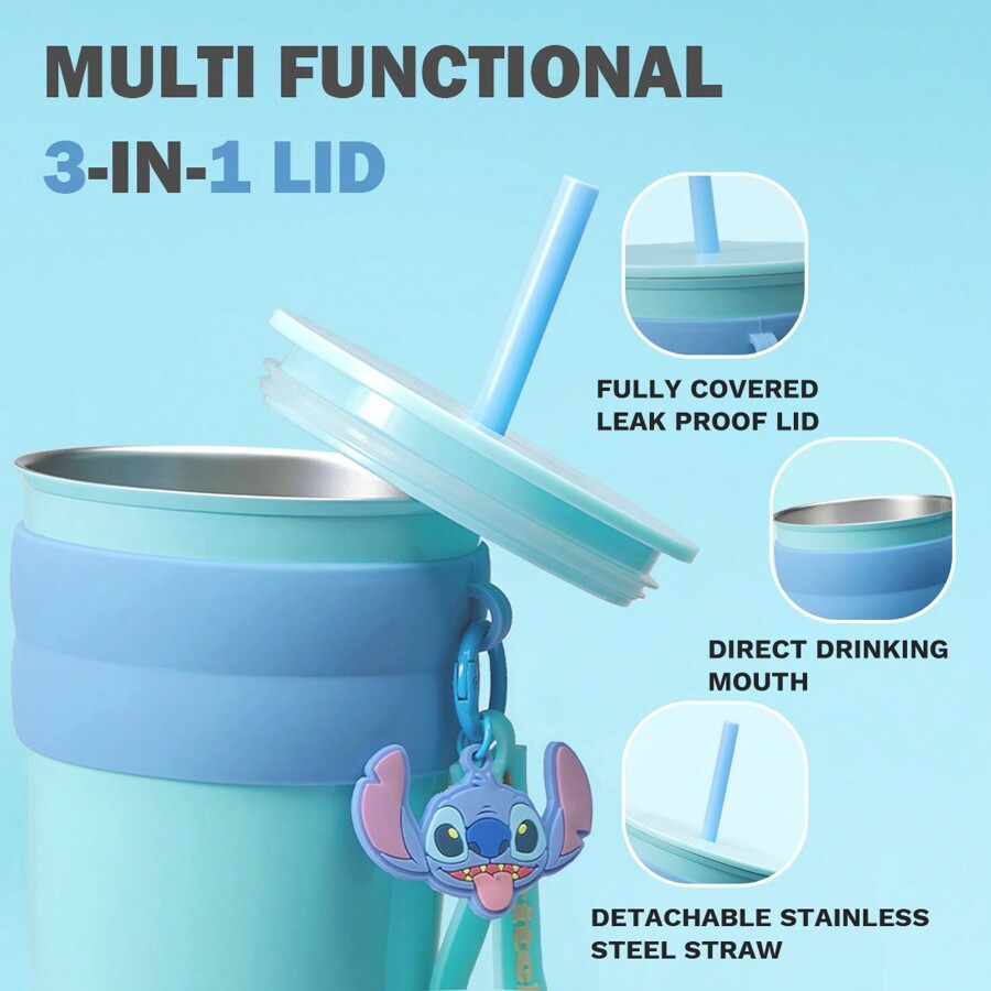 Miniso Disney Large Capacity Stainless Steel Straw Mug 800mL(27oz) With ...