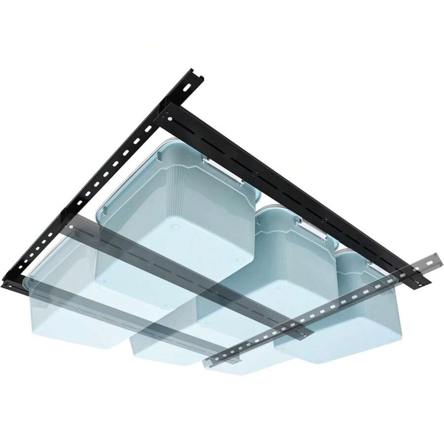 BreeRainz Overhead Tote Storage Rail System, Garage Ceiling Bin Storage ...