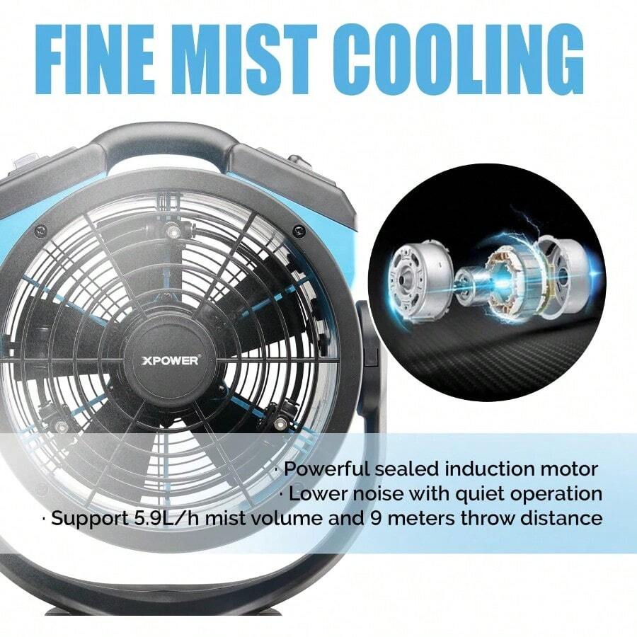 XPower Misting Fan Outdoor Cooling Oscillating Heavy Duty Powerful High ...