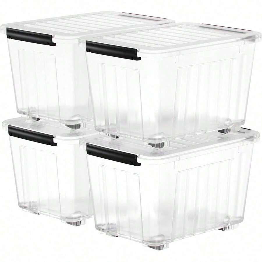 97 Quart Plastic Storage Bin, Stackable And Nestable Storage Boxes With ...