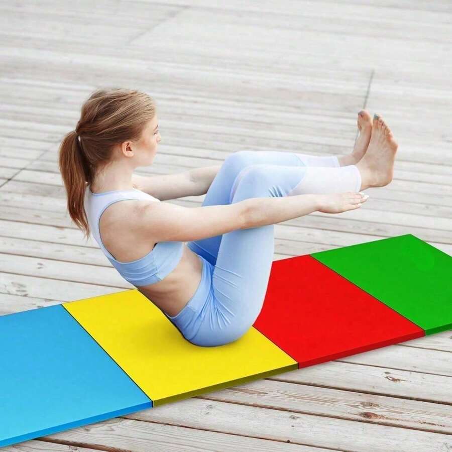 Foldable Gymnastics Mat Home Gym Floor Tumble Equipment, 8' Black ...