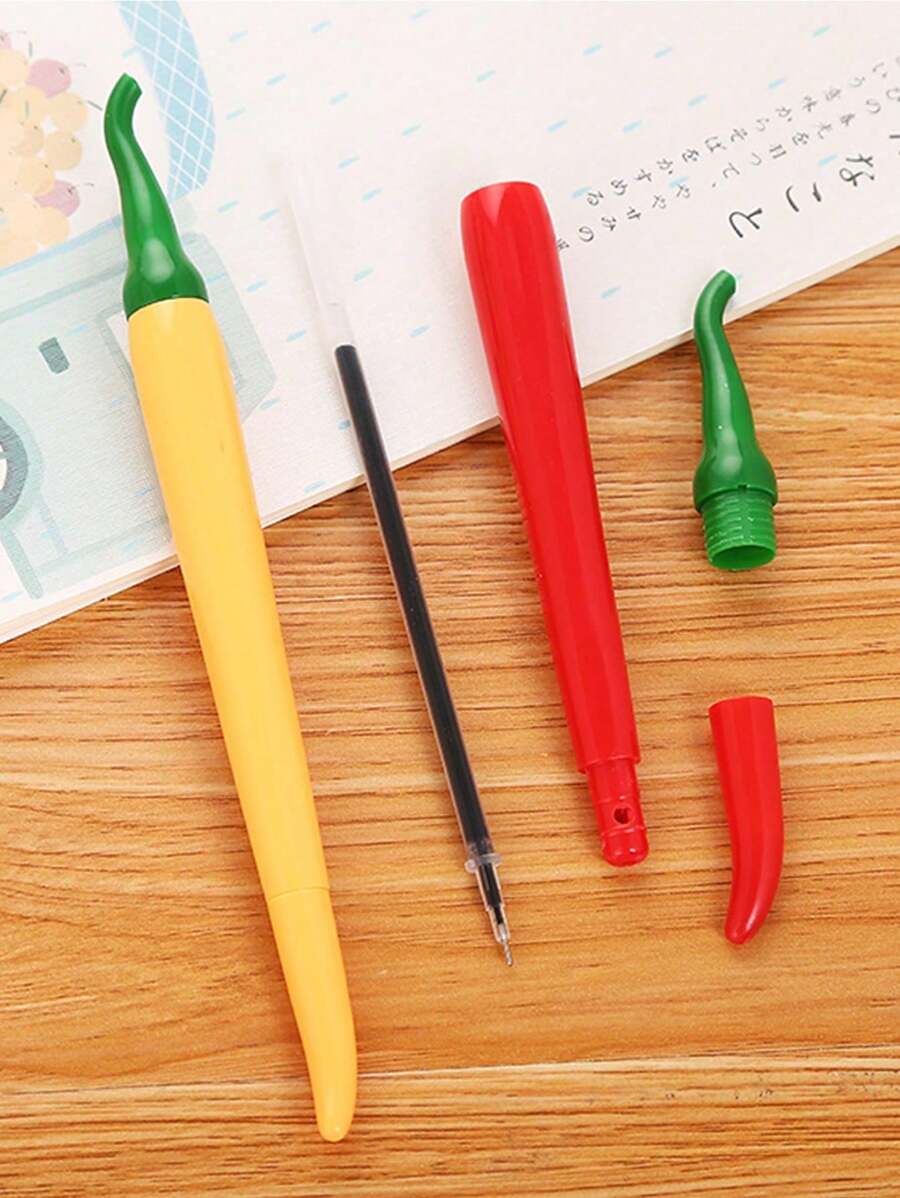 6pcs Random Mixed Color Realistic Chili Pepper Shaped Gel Ink ...