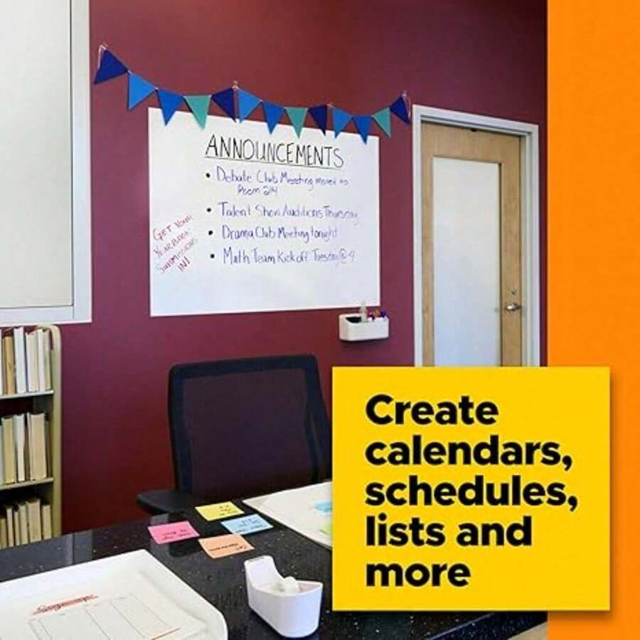 Dry Erase Whiteboard Film Surface For Walls, Doors, Tables, Chalkboards ...