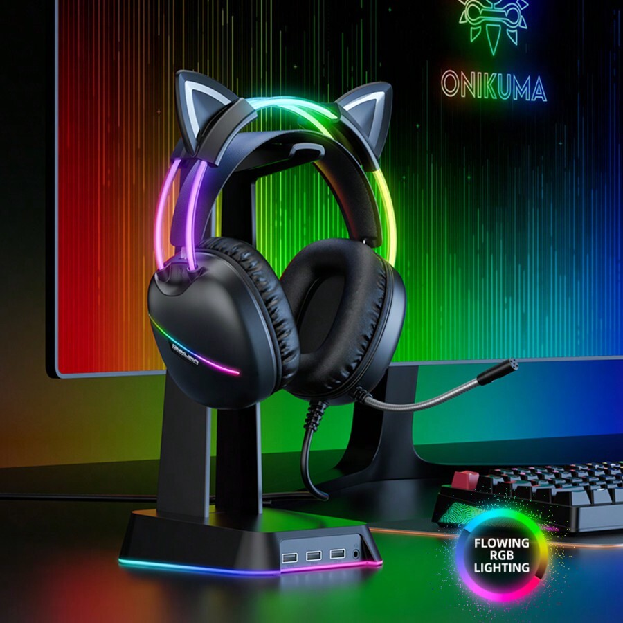 ONIKUMA X33 Pro Gaming Headset Met Dynamisch RGB-licht Afneembare ...