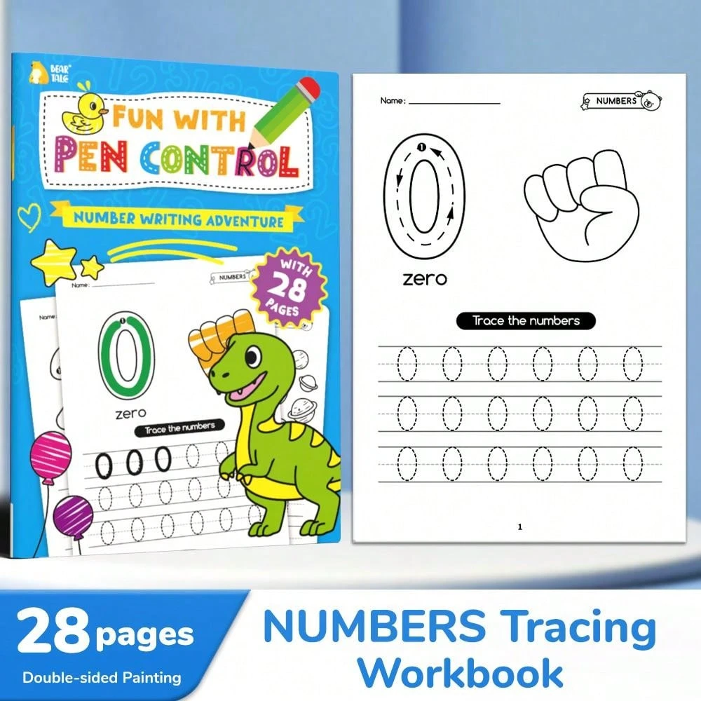 beartale Numbers Tracing Workbook,28 Pages Of Numbers Practice Paper ...
