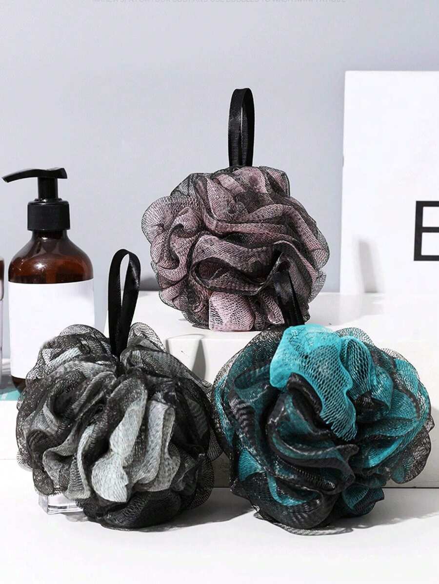 3pcs Bath Sponge Soft Shower Flower, Exfoliating Body Scrubber, Bath ...