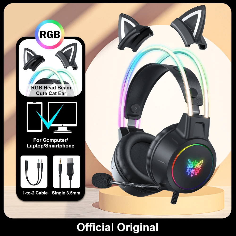 ONIKUMA Gaming Headset Gamer With RGB Light Flexible Noise Cancellation ...