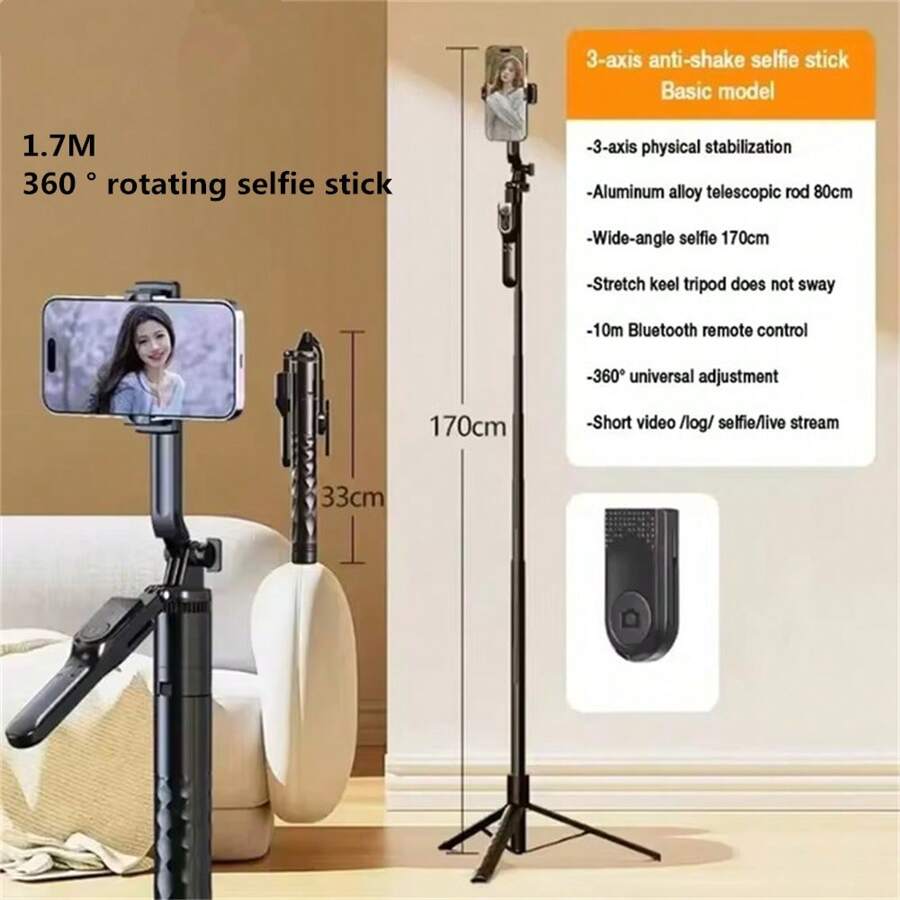 New 1.7M Wireless Selfie Stick Tripod Foldable Stand For Gopro Action ...