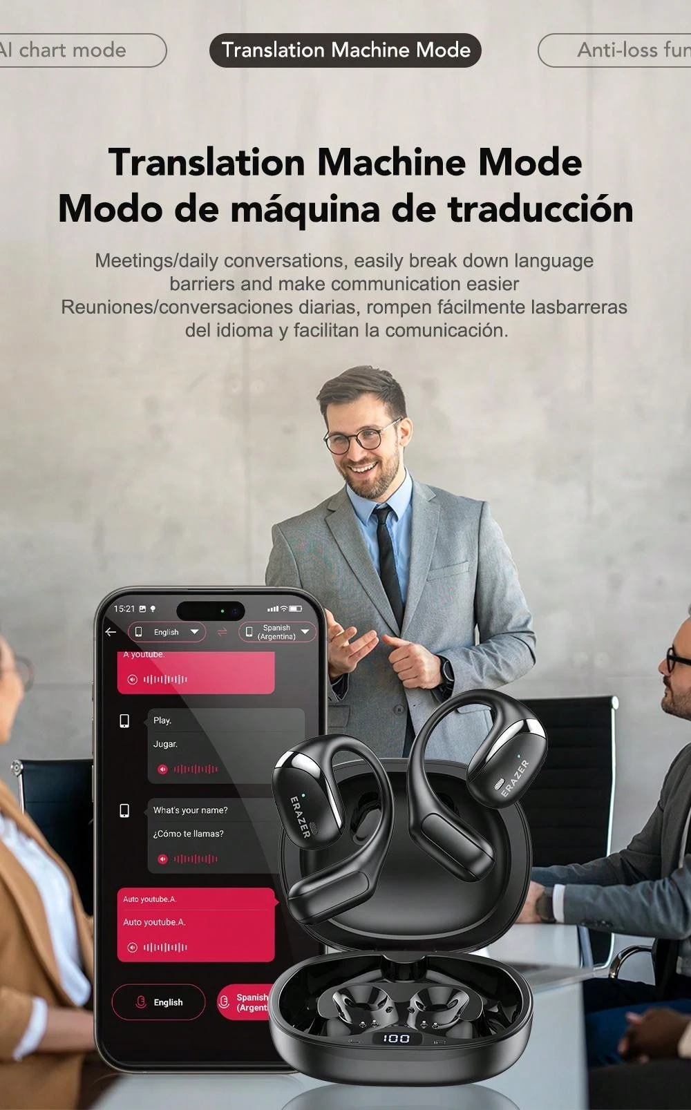 Auriculares traductores X9 con traductor de IA en tiempo real ...