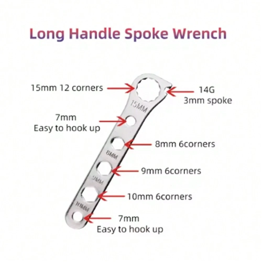 VXM Long Handle Radial Spoke Wrench For Mountain Bike, Road Bike, BMX ...