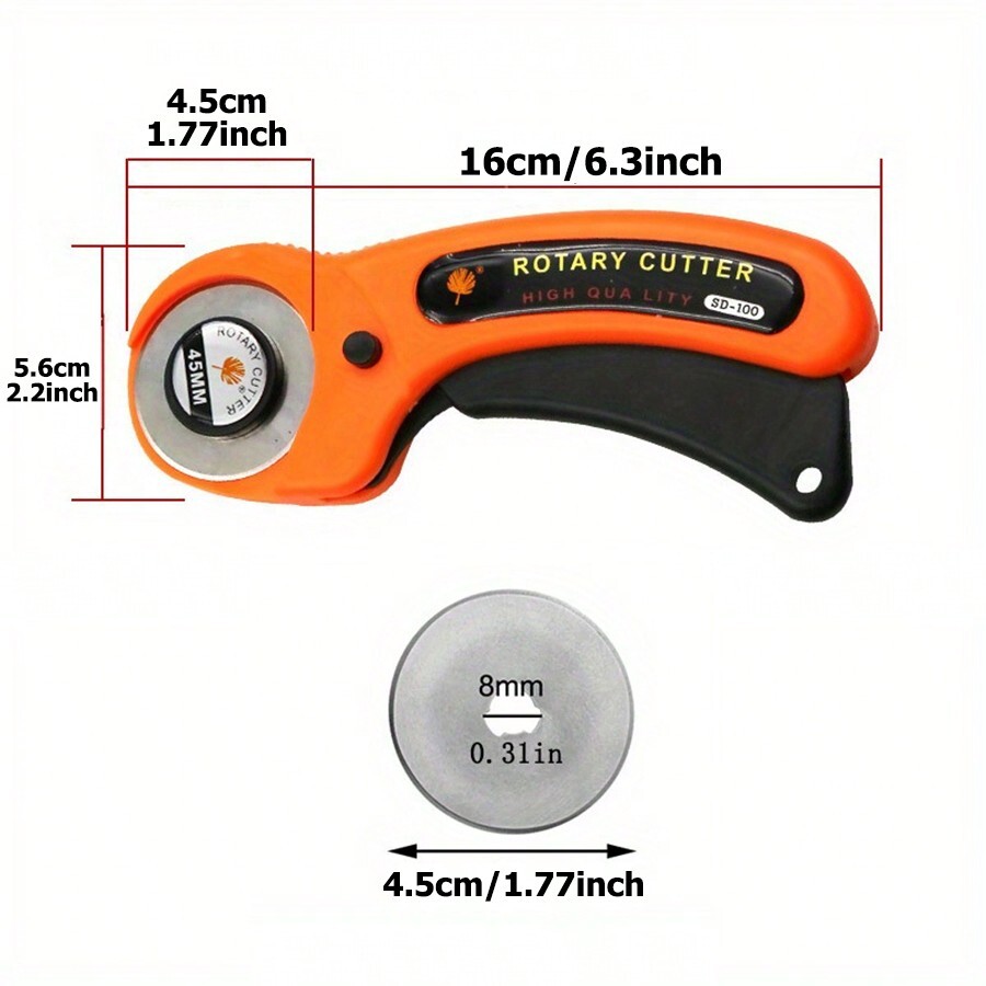 45mm Rotary Cutter With 5 Replacement Blades Safety Lock Rotary Cutter ...