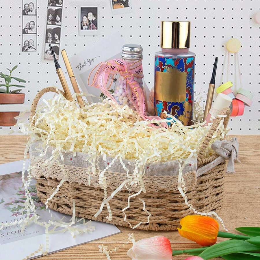 Beige Shredded Paper Filling, Beige Wrinkled Paper, Gift Box Packaging ...