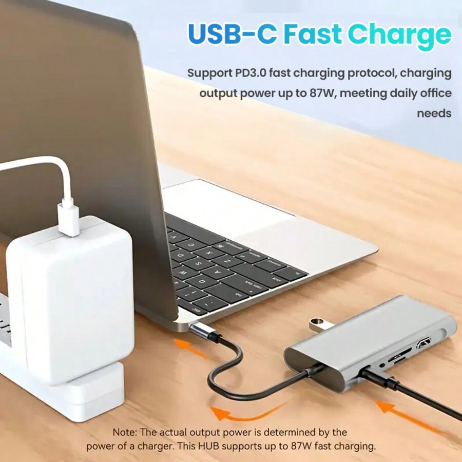 11-In-1 USB Type C Hub HD Converter 4K HD Laptop Mobile Gigabit Docking ...