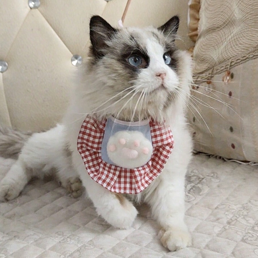 Pet Bib With Cute Paw Design For Cats And Dogs - Delicate Pink Lace ...