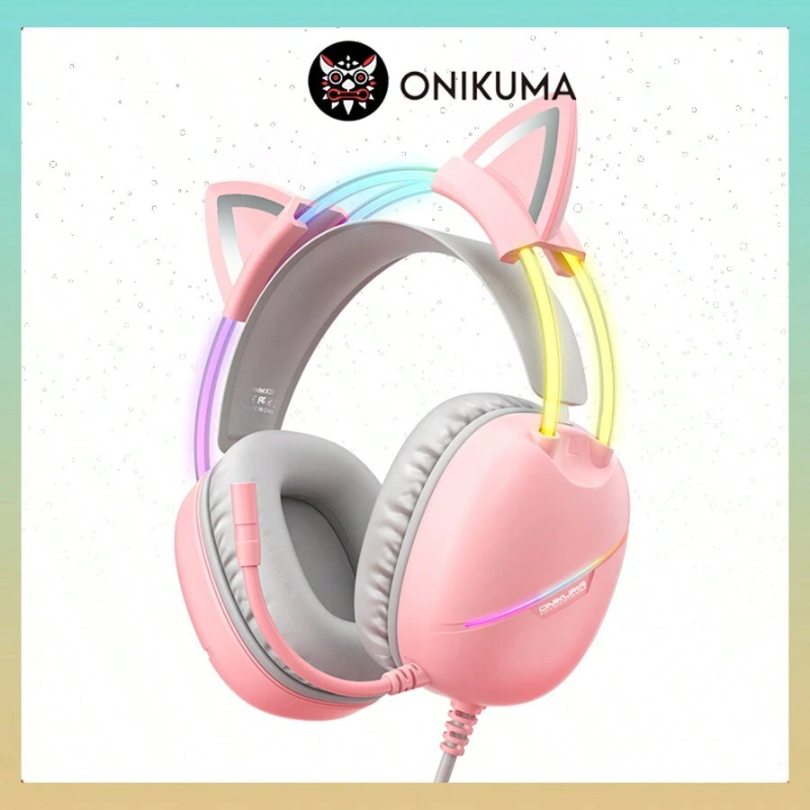 ONIKUMA X33 Pro Gaming Headset With Dynamic RGB Light Dtachable Cat ...