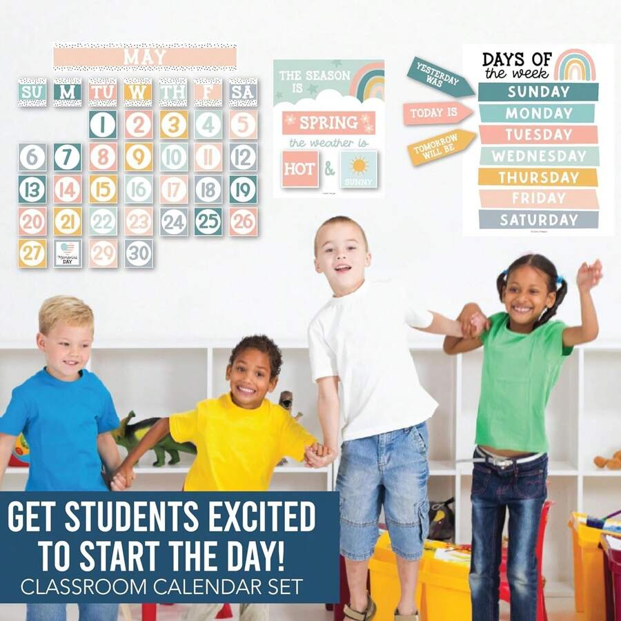 Boho Classroom Calendar Set Bulletin Board - Bulletin Board Calendar ...