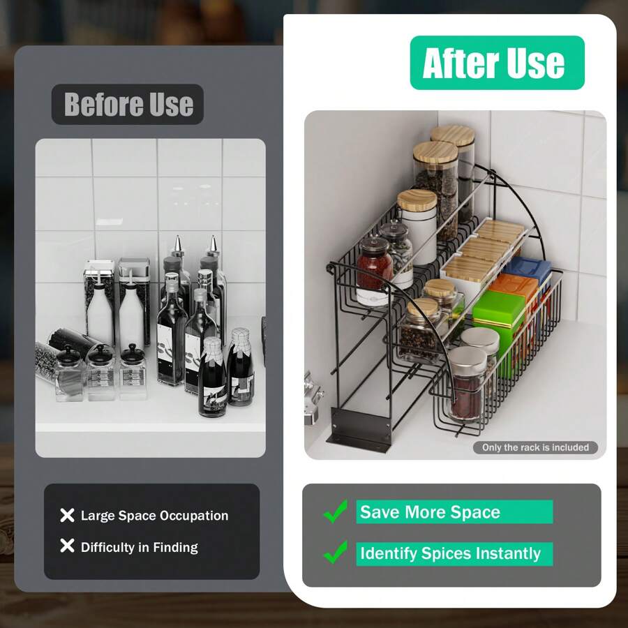 Spice Organizer Rack, Durable Pull-Down Spice Storage For Kitchen ...