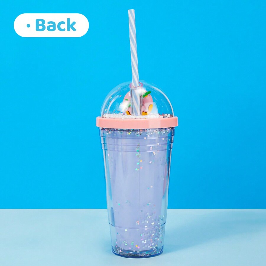 Miniso Stitch 480ml Straw Cup Portable Travel Tumbler With Straw ...