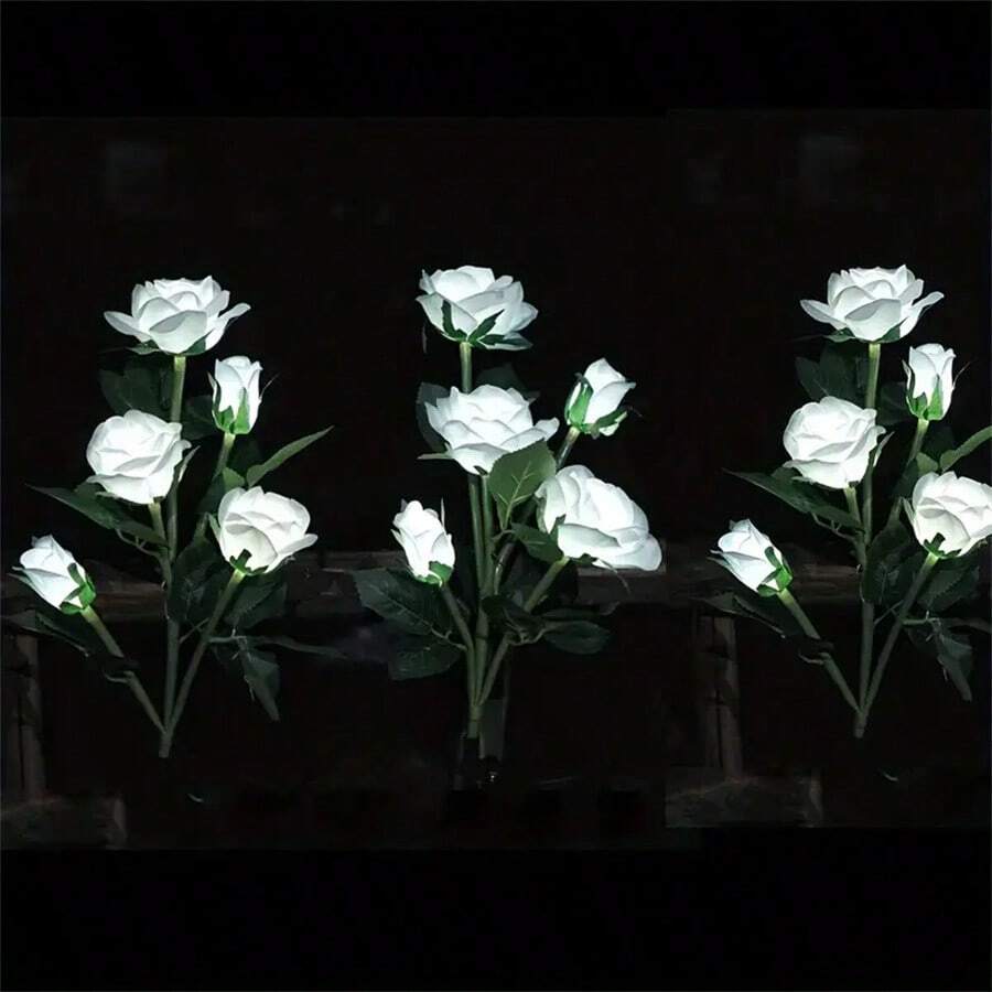 Solar Powered LED Rose Flower Stake Lights, Dreamlike Lighting ...