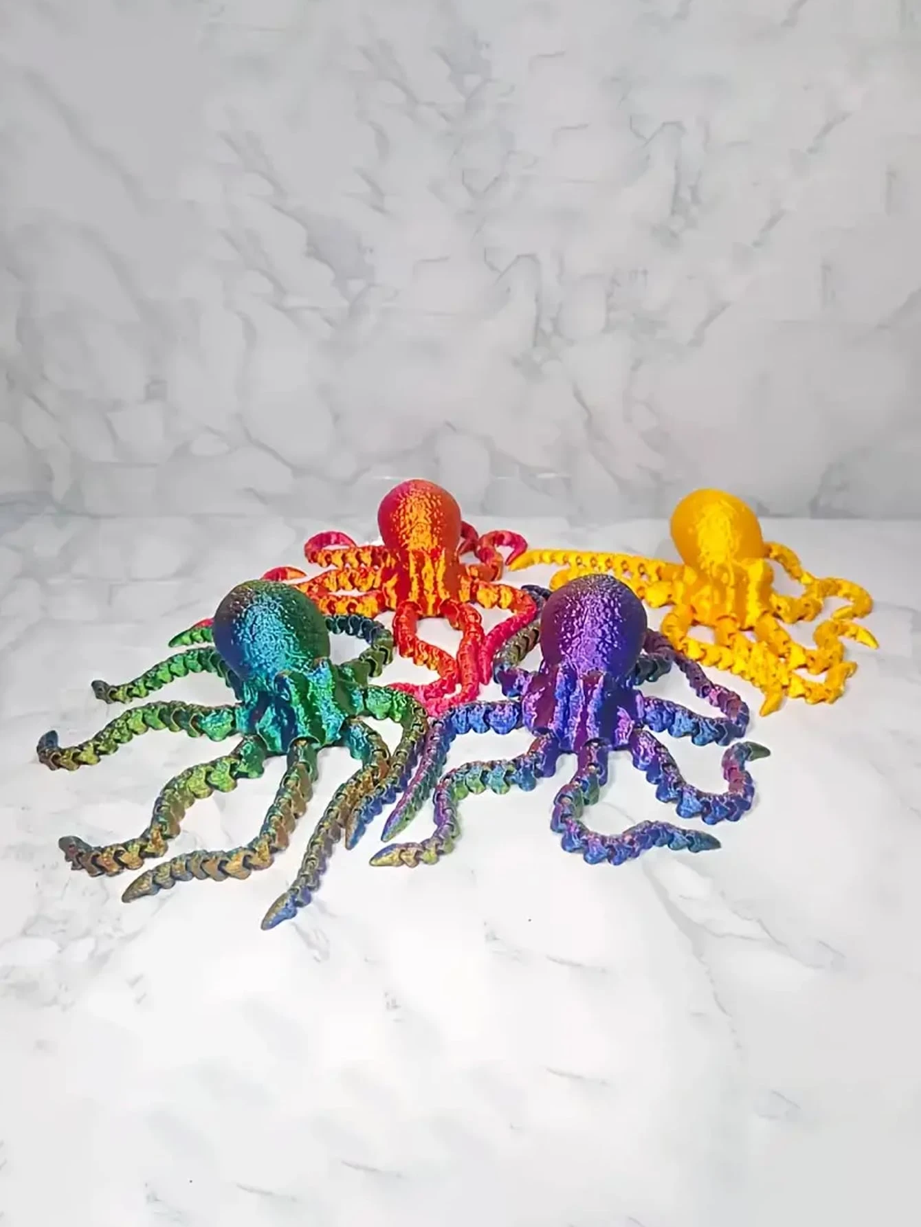 Colorful 3D Printed Flexible Octopus Toy - Laser Cut PVC, Articulated ...