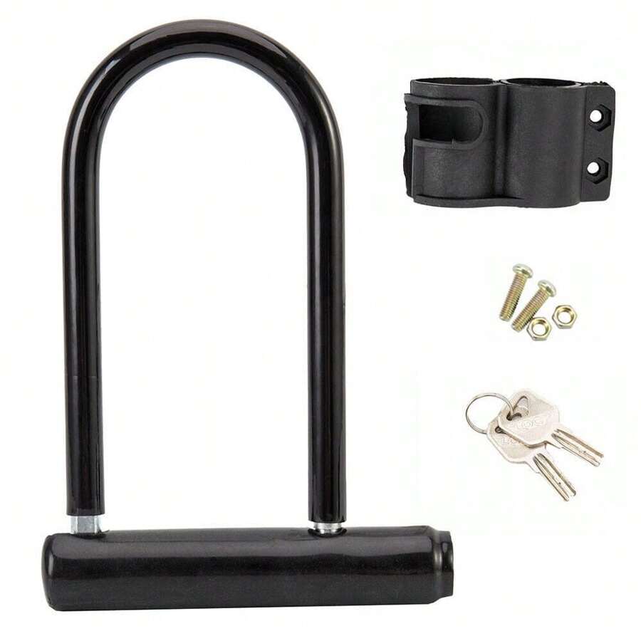 U Shaped Bike Lock With Two Keys Heavy Duty Cable With Bracket Bicycle ...