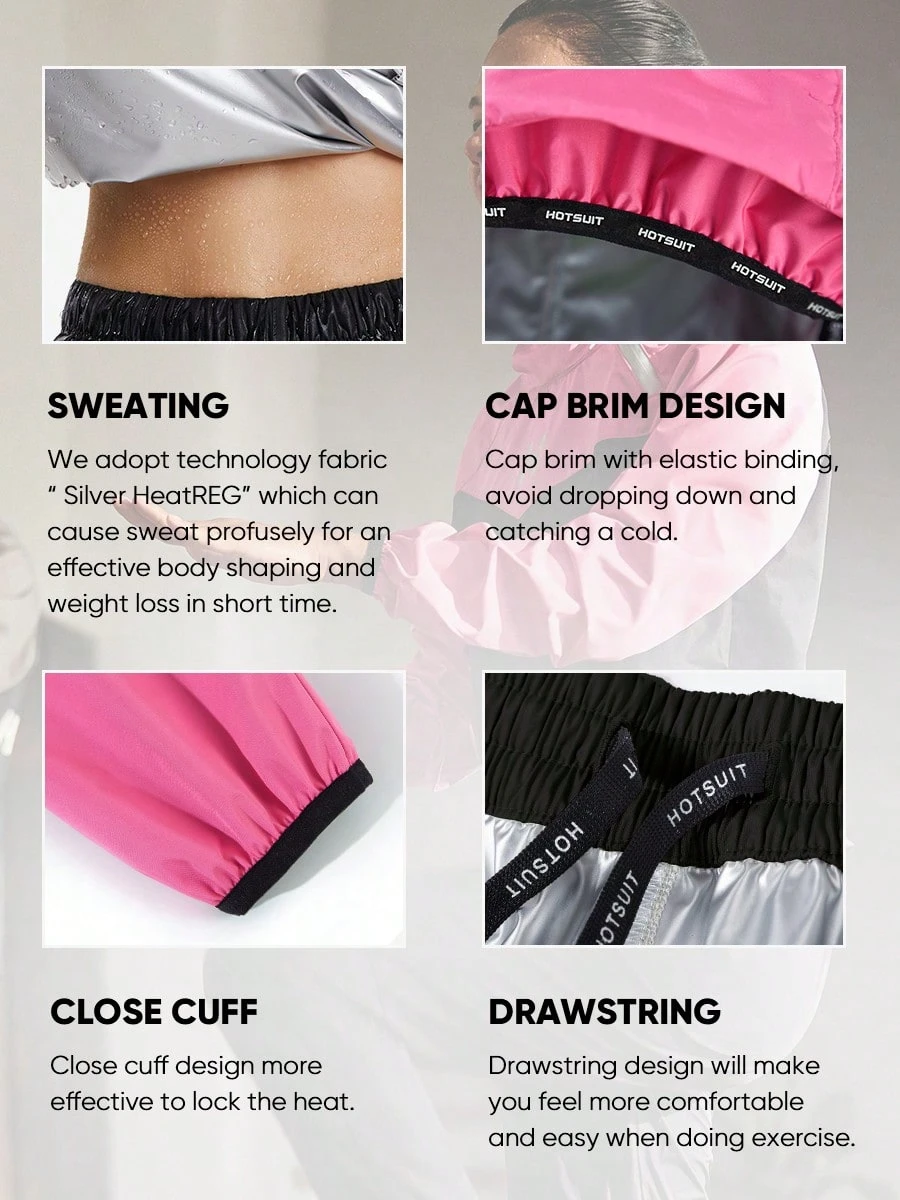 HOTSUIT Sauna Suit Women Boxing Gym Sweat Suits Workout Jacket Sauna Set Top And Pant Sauna ...