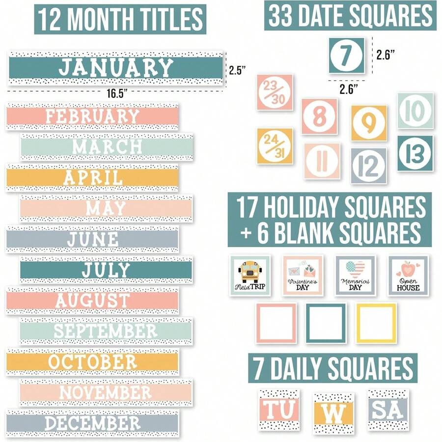 Boho Classroom Calendar Set Bulletin Board - Bulletin Board Calendar ...