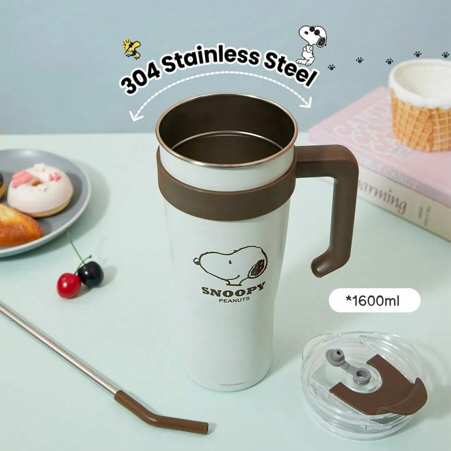 Miniso Snoopy Collection Steel Tumbler With Straw 1600mL Stainless ...