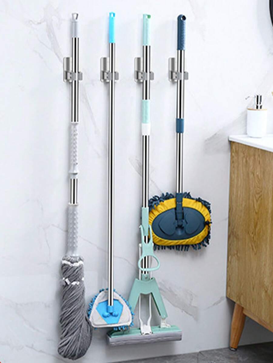 4 PCS Broom Holder Mop Holder Broom & Mop Grippers Self Adhesive No ...