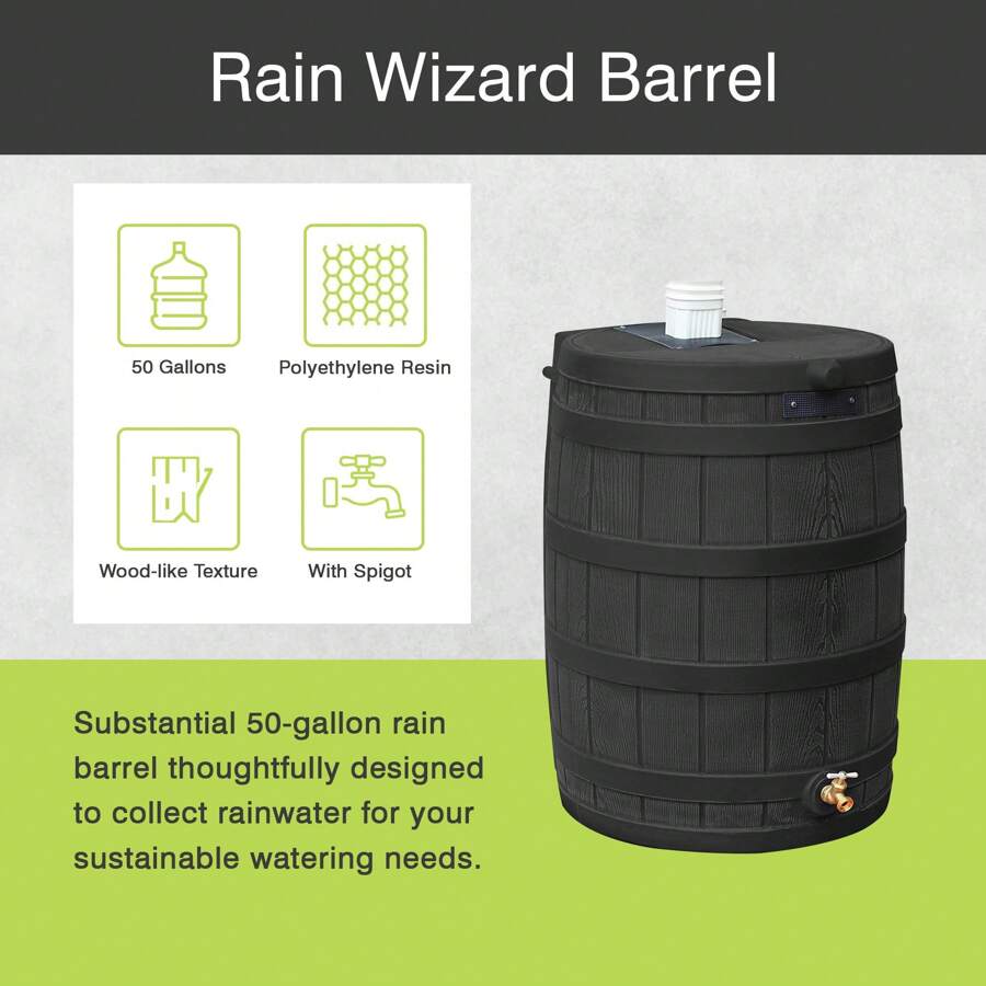 Good Ideas Good Ideas Rain Wizard 50 Gallon Plastic Outdoor Home Water ...