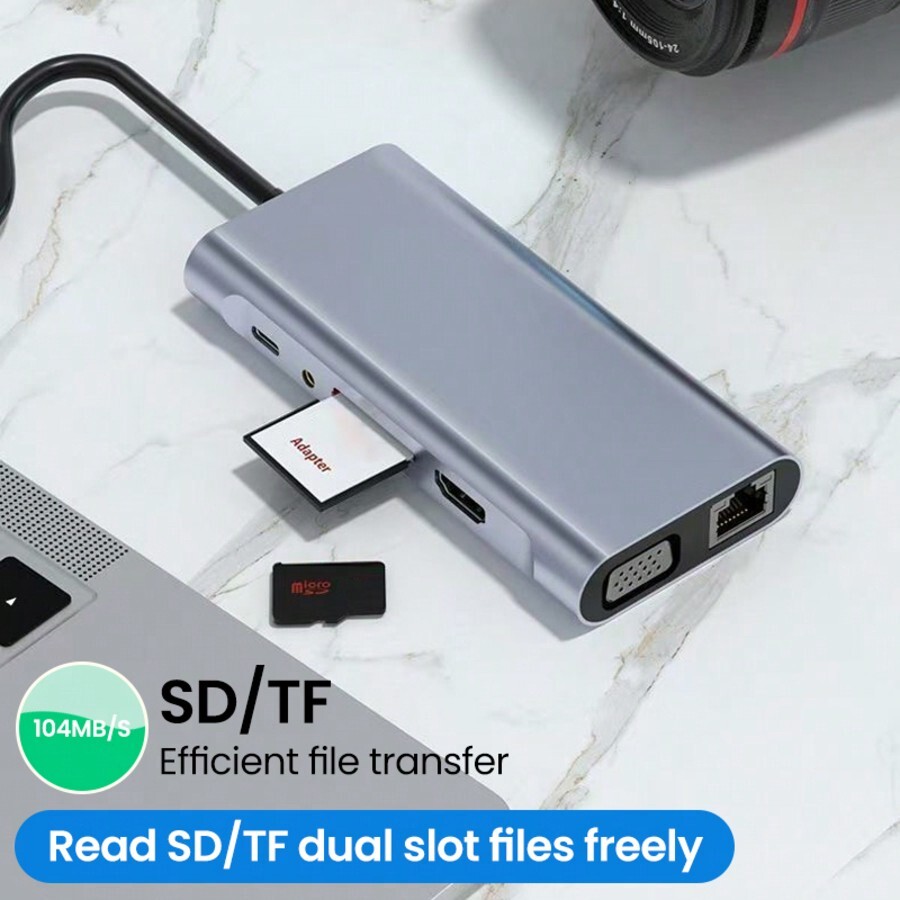 11-In-1 USB Type C Hub HD Converter 4K HD Laptop Mobile Gigabit Docking ...