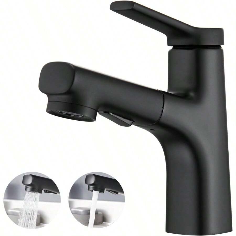 Pull Out Bathroom Mixer Basin Tap, One Hole Monobloc Single Lever With ...
