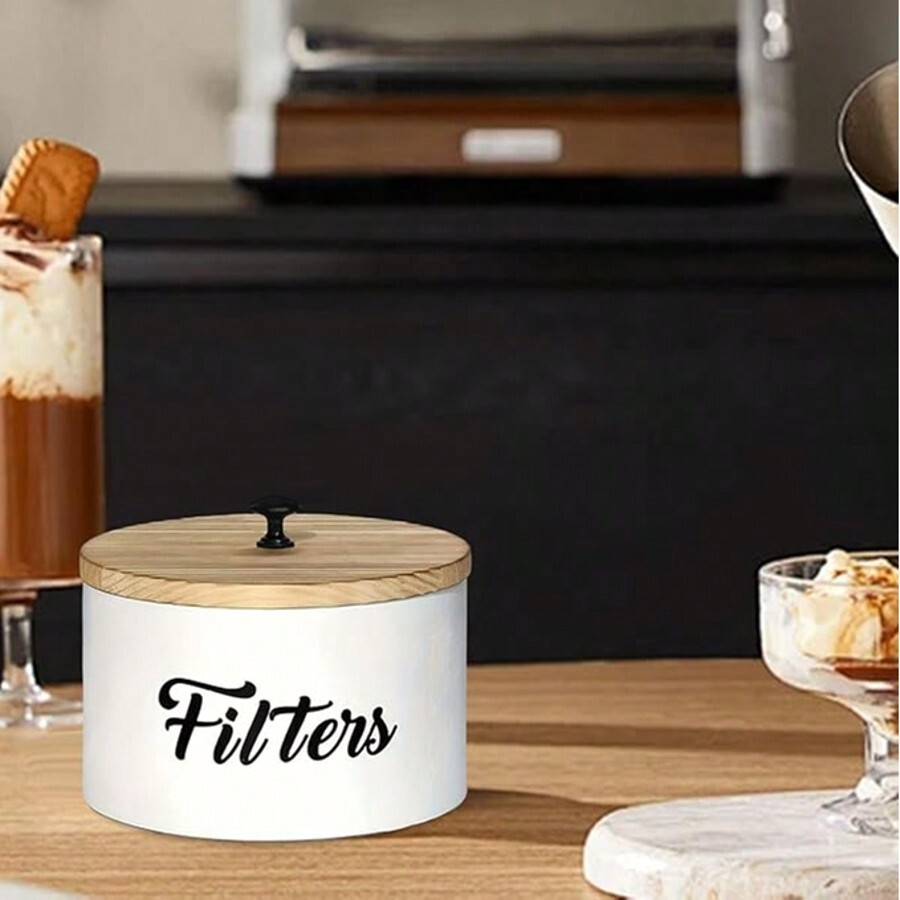 Coffee Filter Holder, White Filter Storage Container Basket For Counter ...