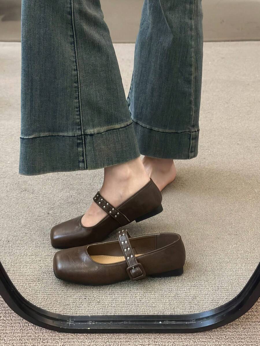 Ballerine da donna con punta quadrata stile "Mary Jane", modello nuovo per la primavera 2025 ...