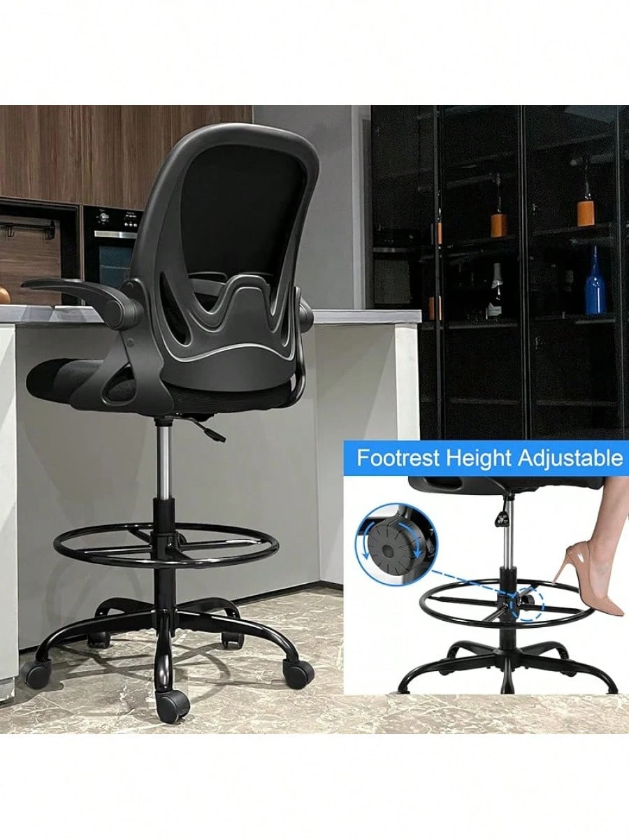 Primy Drafting Chair Tall Office Chair With Flip-Up Armrests Executive Ergonomic Computer ...
