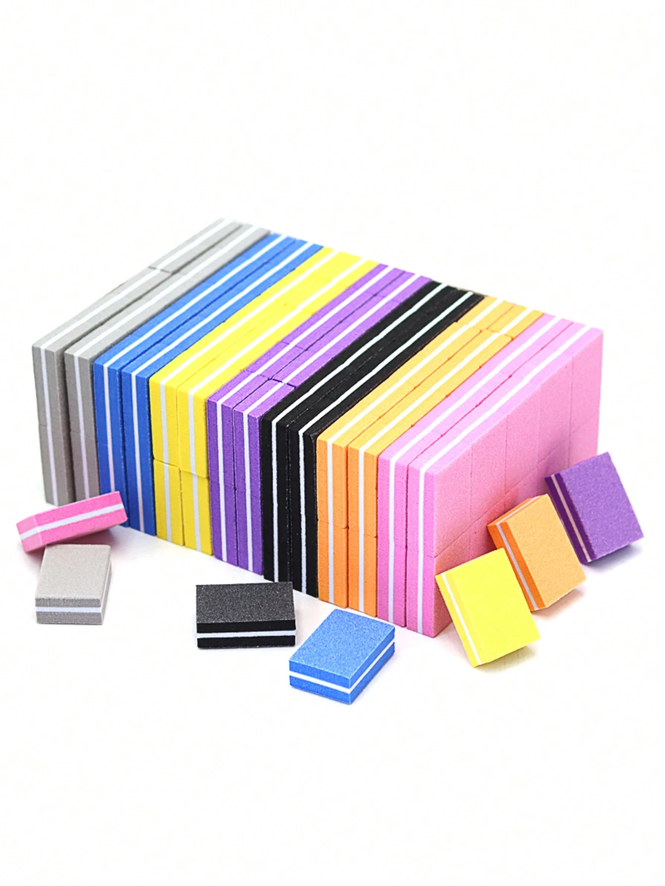 50pcs/Set Colored High Elastic Foam Nail Files, Double-Sided Mini ...