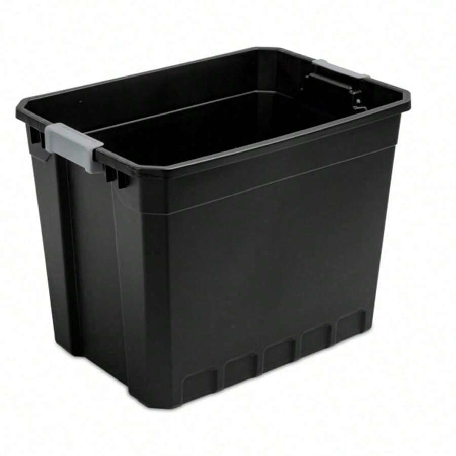 27 Gallon Plastic Stacker Tote, Heavy Duty Lidded Storage Bin Container ...
