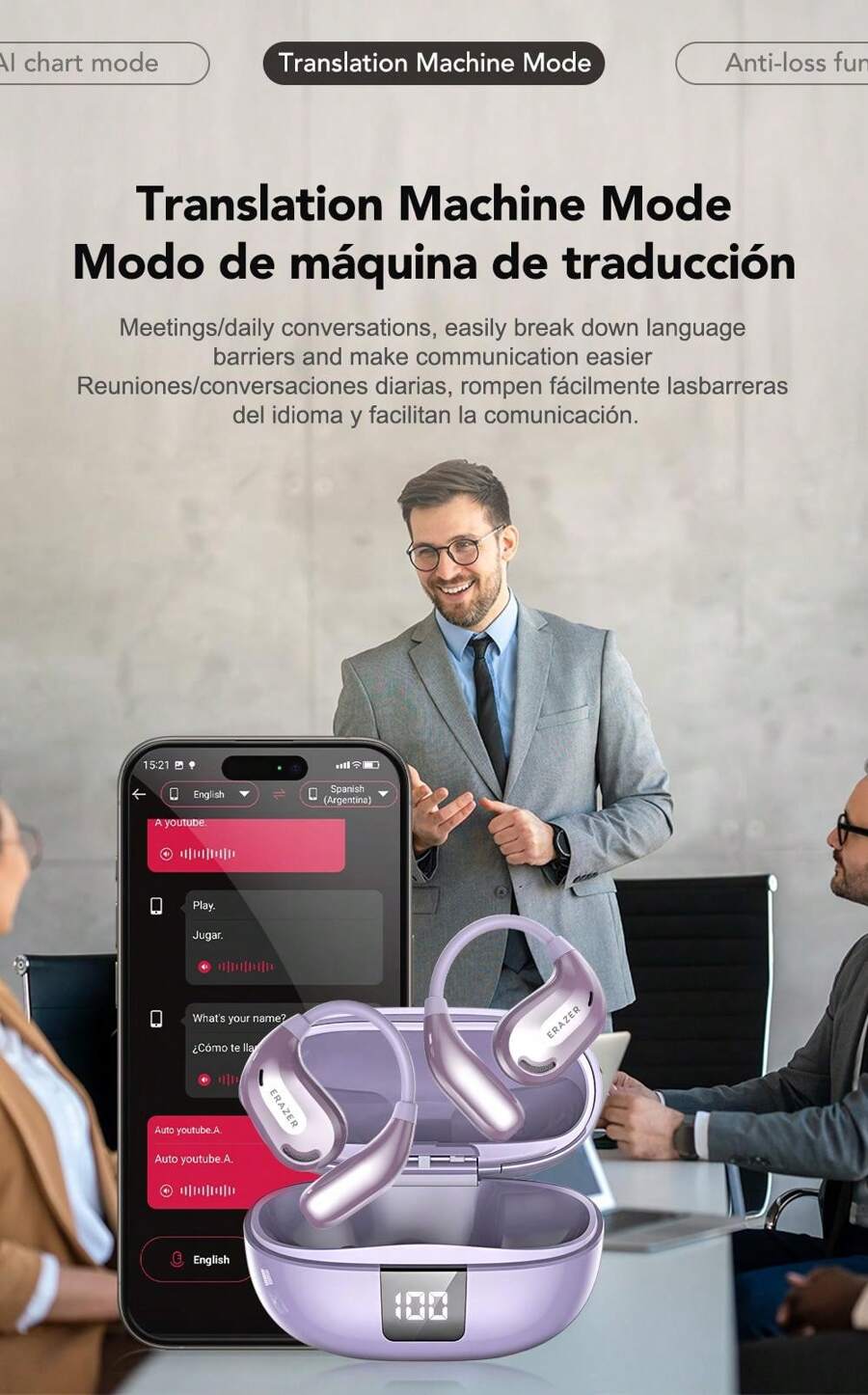 ERAZER ERAZER XT66PRO AI Translator Wireless Headset With Built In ...