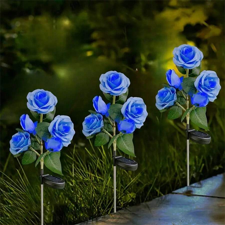 Solar Powered LED Rose Flower Stake Lights, Dreamlike Lighting ...