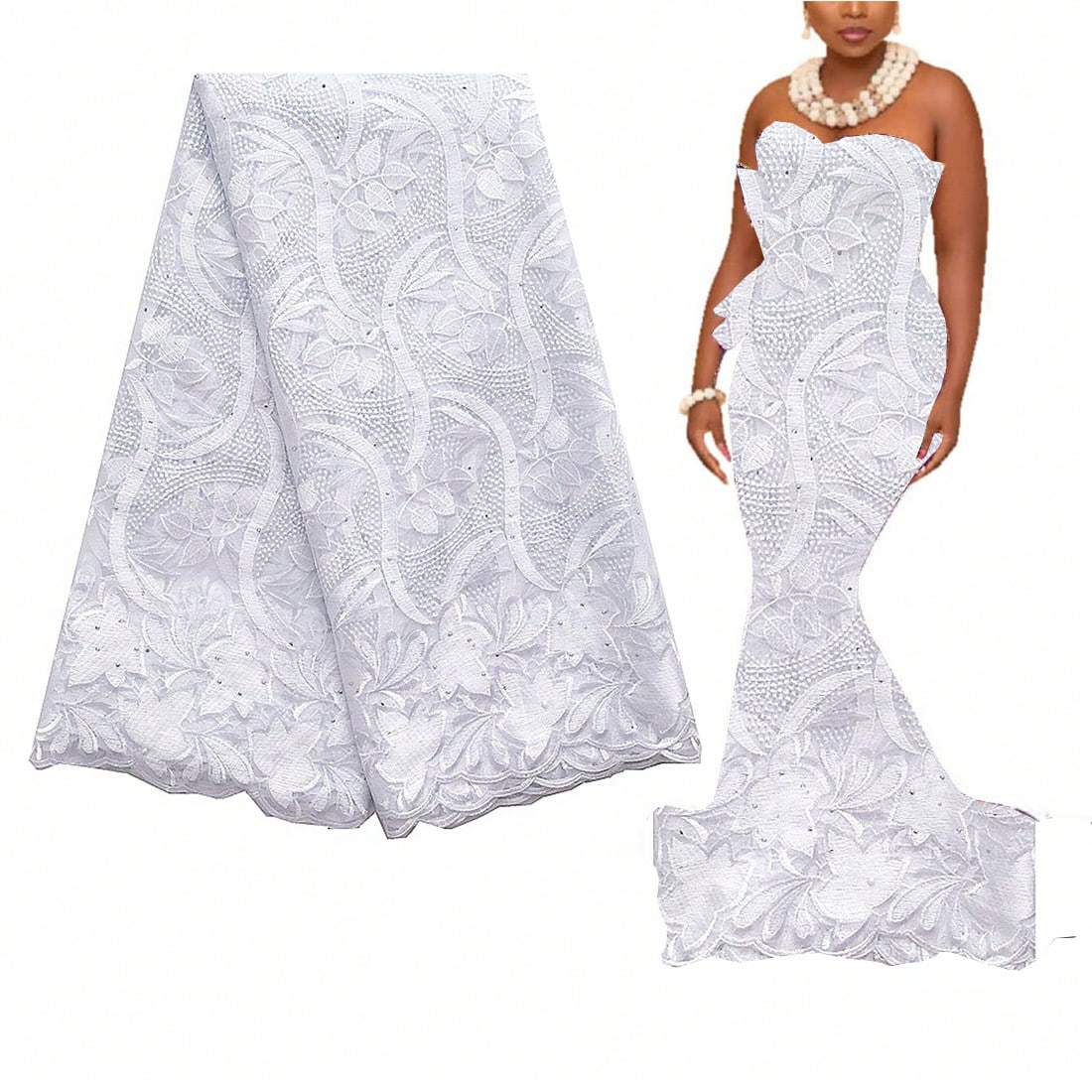 White African Lace Fabric 5 Yards 2025 Embroidered French Tulle Lace ...