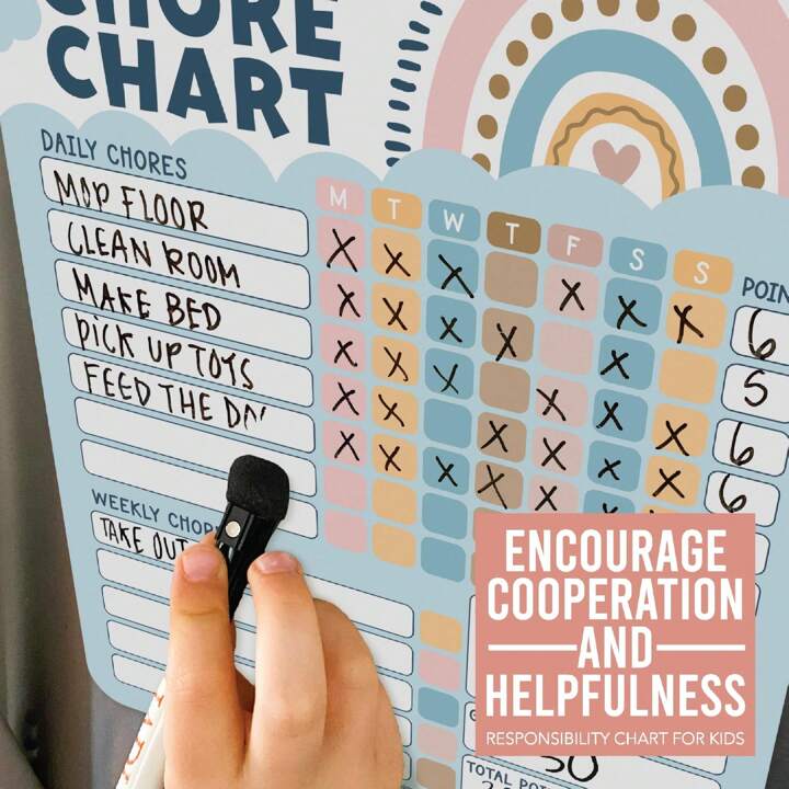 3 Boho Dry Erase Chore Chart For Kids Multiple Kids - Kids Chore Chart ...