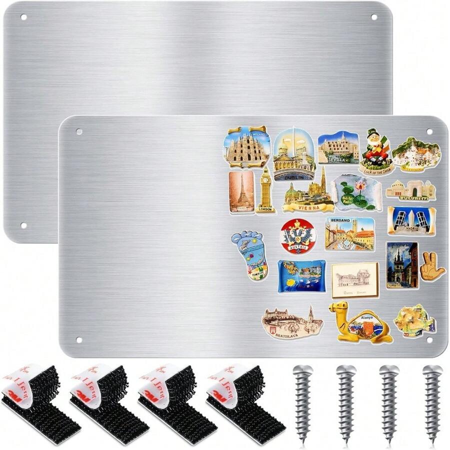 2 Pcs Stainless Steel Magnet Board 17.7 X 11.8 Inch Flat Magnet Board ...