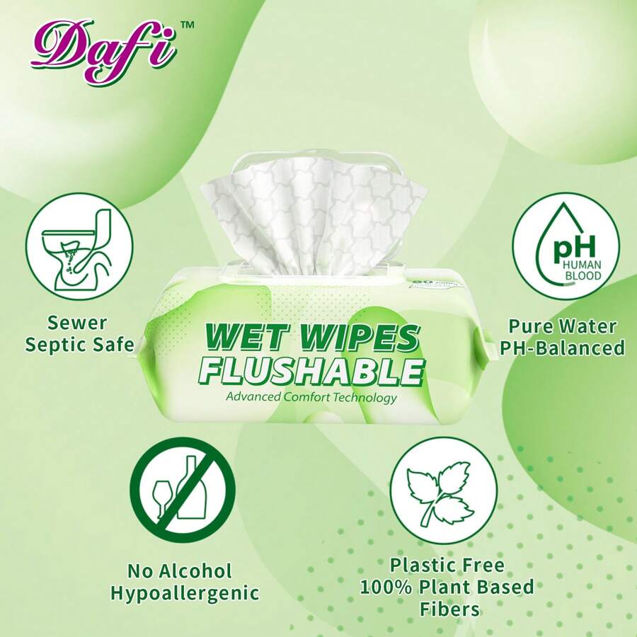 DAFI DAFI Flushable Wipes For Adult Wet Wipes, Total 720 Unscented Toilet Wipes Flushable, No ...