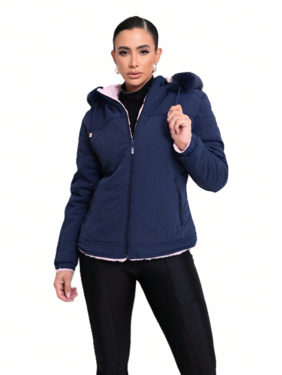 Women's Double-Sided Jacket Launch 2025 Removable Hood | SHEIN Malaysia
