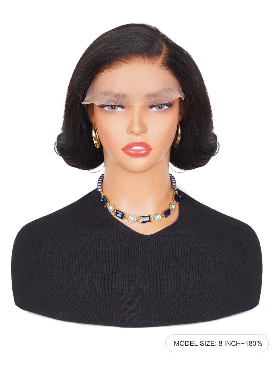 Perruque bob sans colle à porter et partir, cheveux naturels ondulés lâches, perruques frontales ...