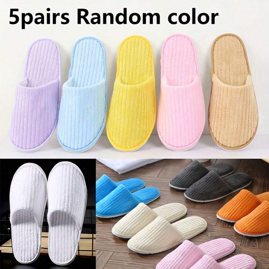 5 Pairs Of Unisex Soft Coral Fleece Slippers - Non-Slip, Unscented ...