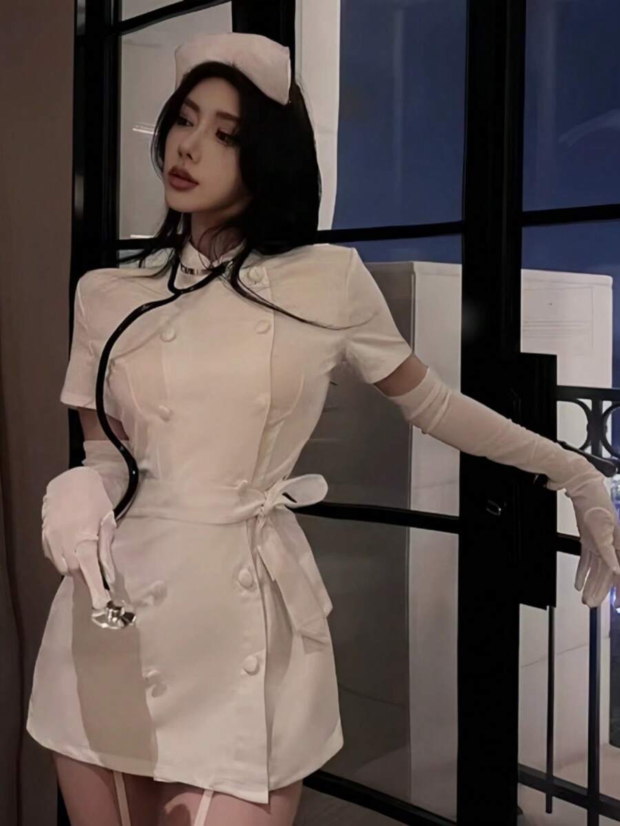 1pc Easter & Carnival Sexy Nurse Cosplay Costume Set - Includes Top ...